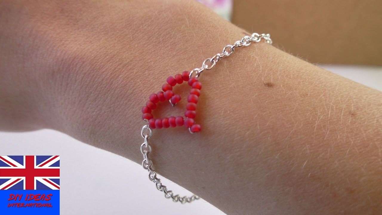 PRETTY RED HEART BRACELET! How to make this cute heart bracelet? - YouTube