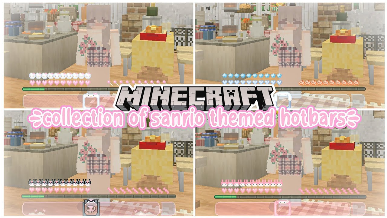 6 sanrio themed hotbars 🧸༘°꒱ cute hotbar collection for Minecraft PE 1. ...