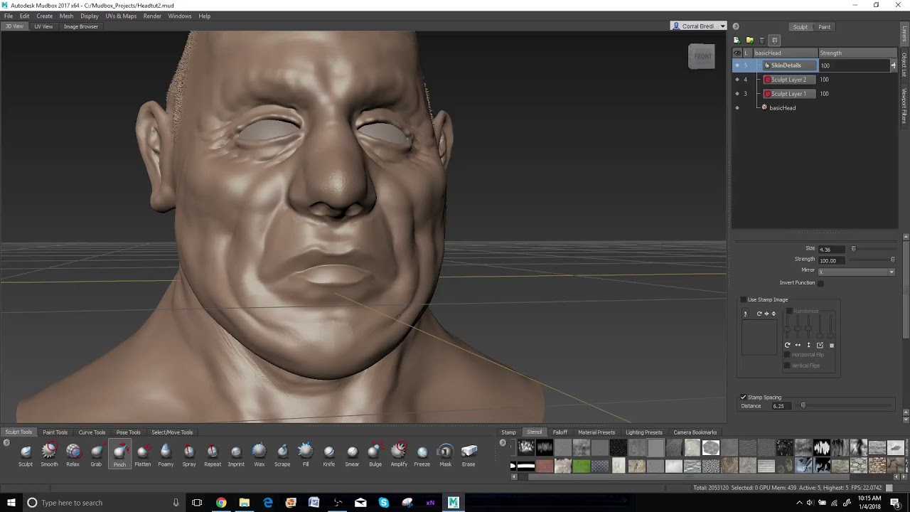 Mudbox Tutorial: Head Sculpt 11 - YouTube