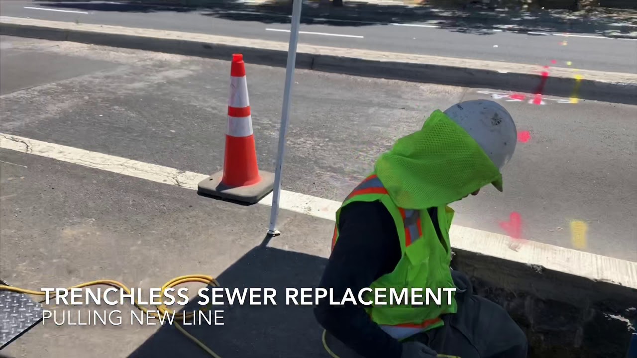 Trenchless Sewer lateral replacement/pipe bursting Full Process!! - YouTube