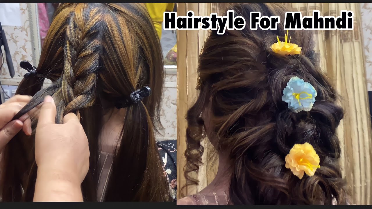 HairStyle For Mehndi/Mayon Function || Braid Hairstyle Tutorial - YouTube