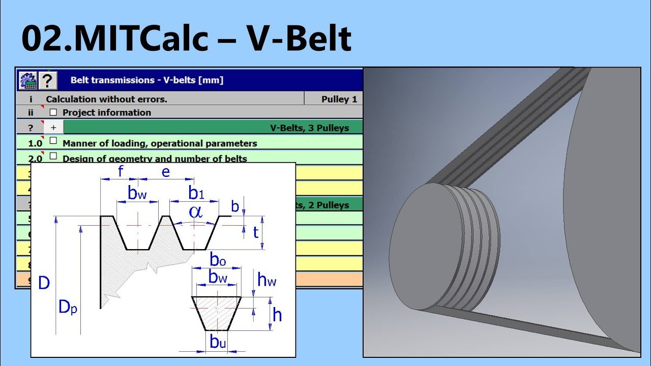 V Belt Calculation And Design MITCalc 02 YouTube