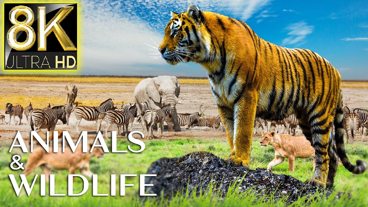 Animals & Wildlife in 8K ULTRA HD 🐯 Relaxing music With Beautiful ...