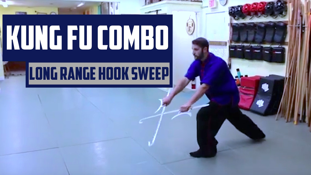 Kung Fu Combo - Hookswords Swinging Long Range Sweep - YouTube