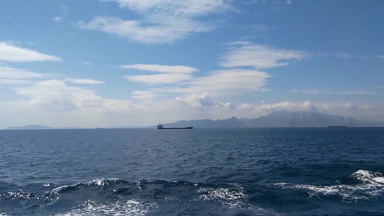 Passing Gibraltar Strait, Mediterranean Sea to Atlantic Ocean - YouTube