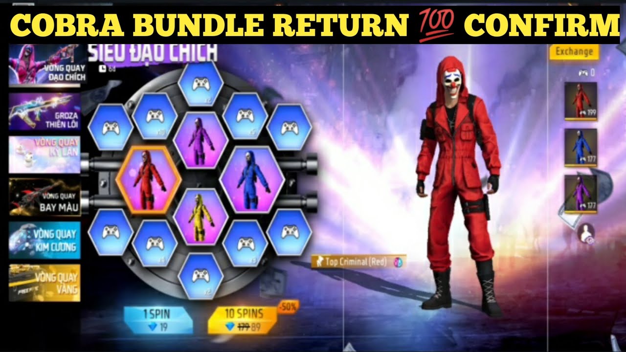 COBRA BUNDLE RETURN 2023 | COBRA BUNDLE RETURN CONFIRM DATE | FREE FIRE ...