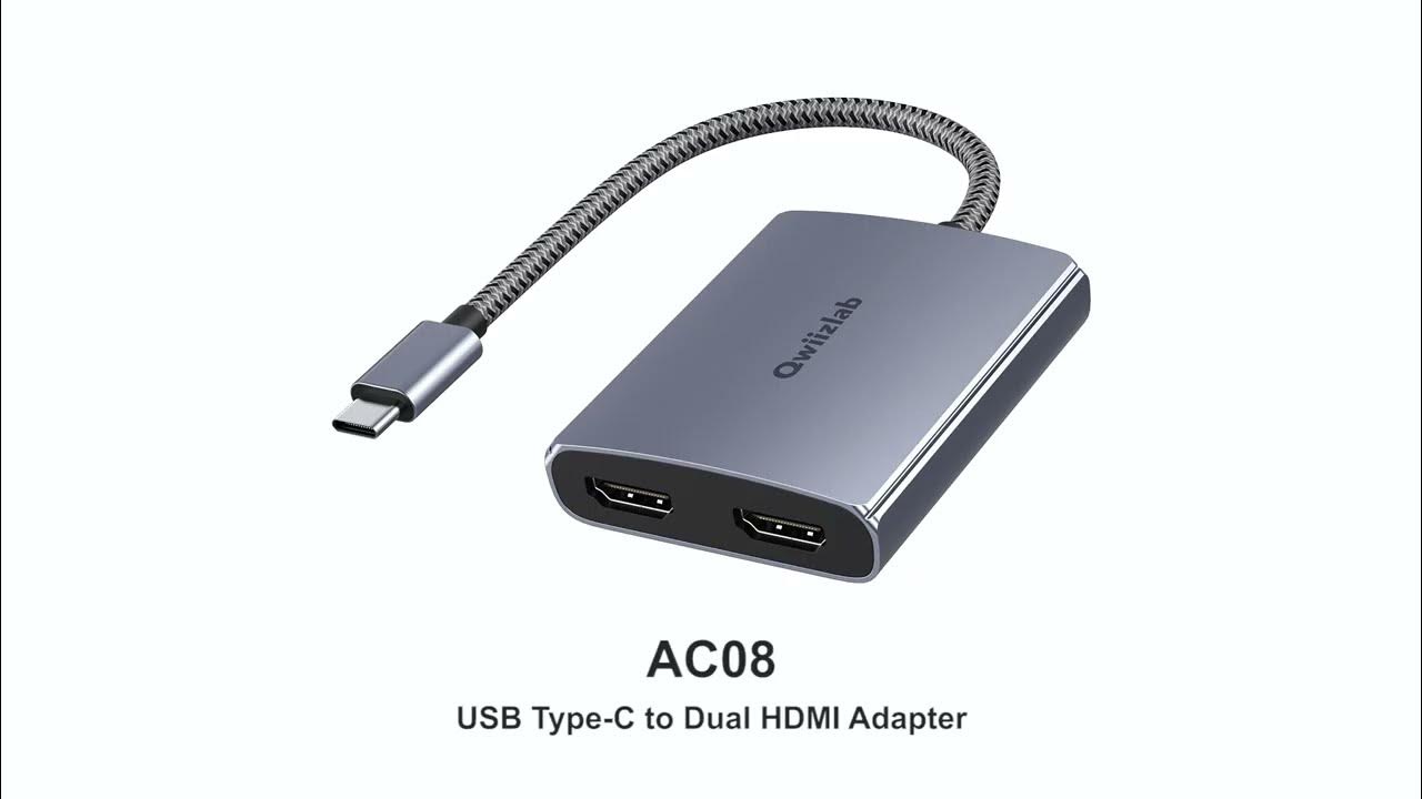 Qwiizlab USB Type-C to Dual HDMI Adapter for Multi-Monitors - YouTube