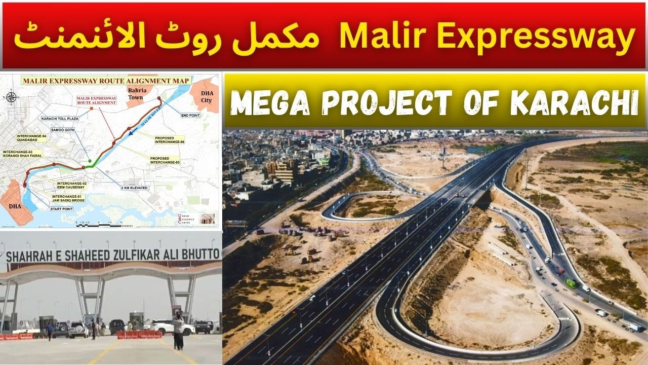 Malir Expressway Karachi Route Alignment| DHA Bahria Town M9 ...