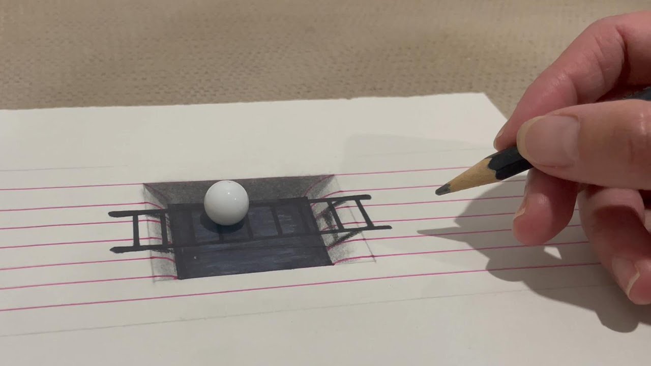 Stunning 3D Ladder and Pit Drawing | Optical Illusion Art - YouTube