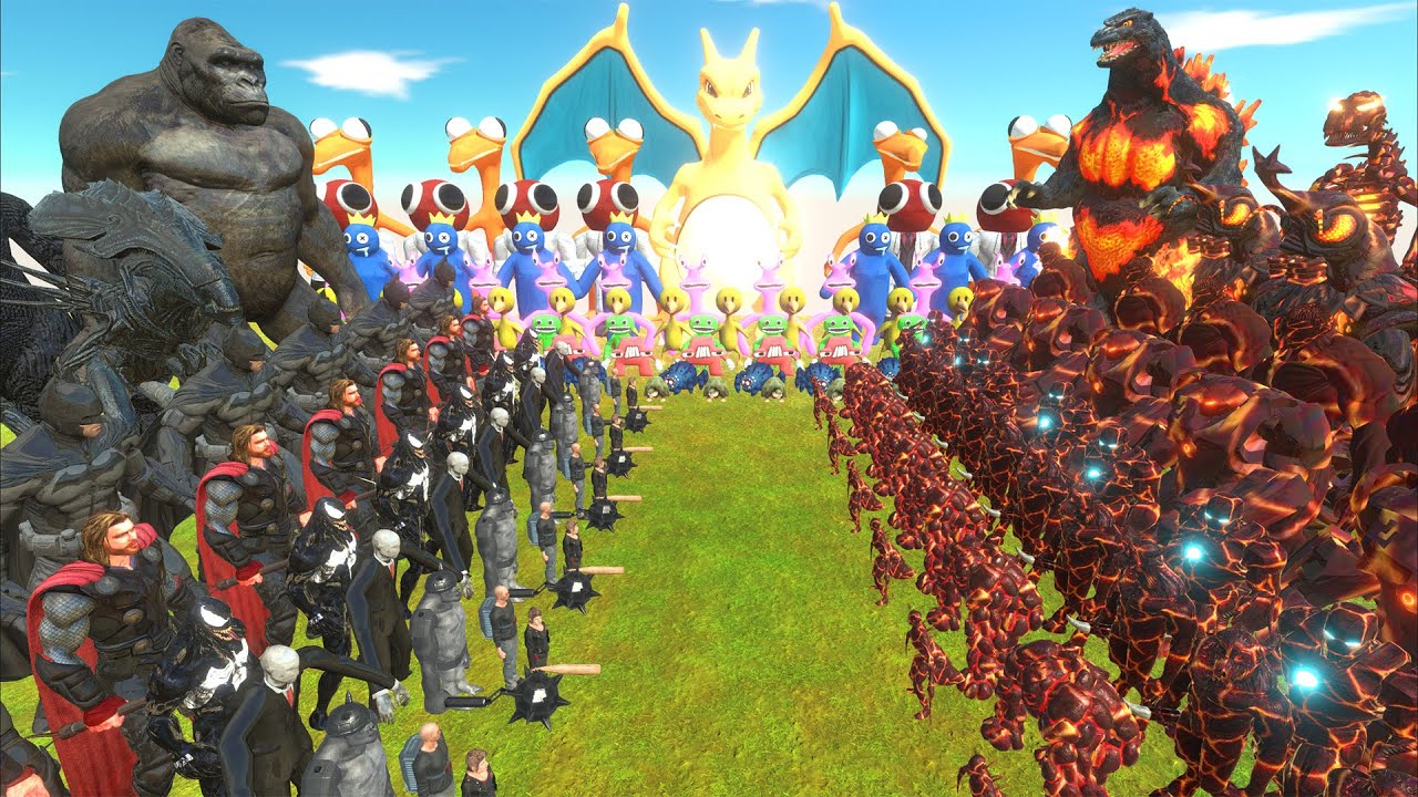 TRIPPLE LAVA WAR - DARK TEAM vs RAINBOW TEAM vs LAVA TEAM - Animal ...