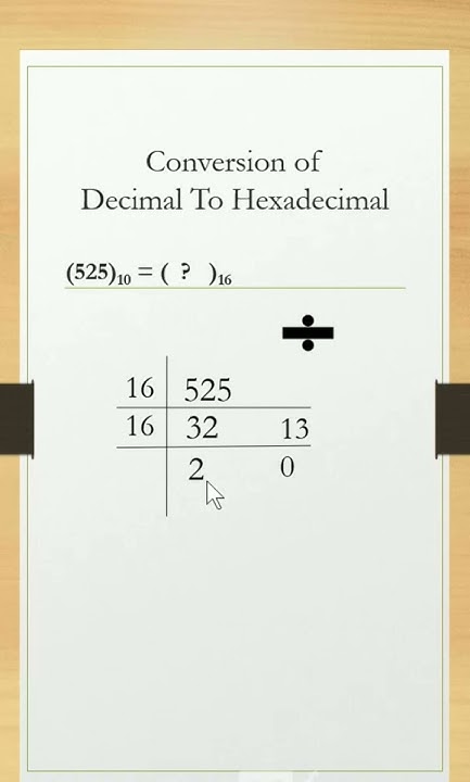 conversion from Decimal to hexadecimal number system - YouTube