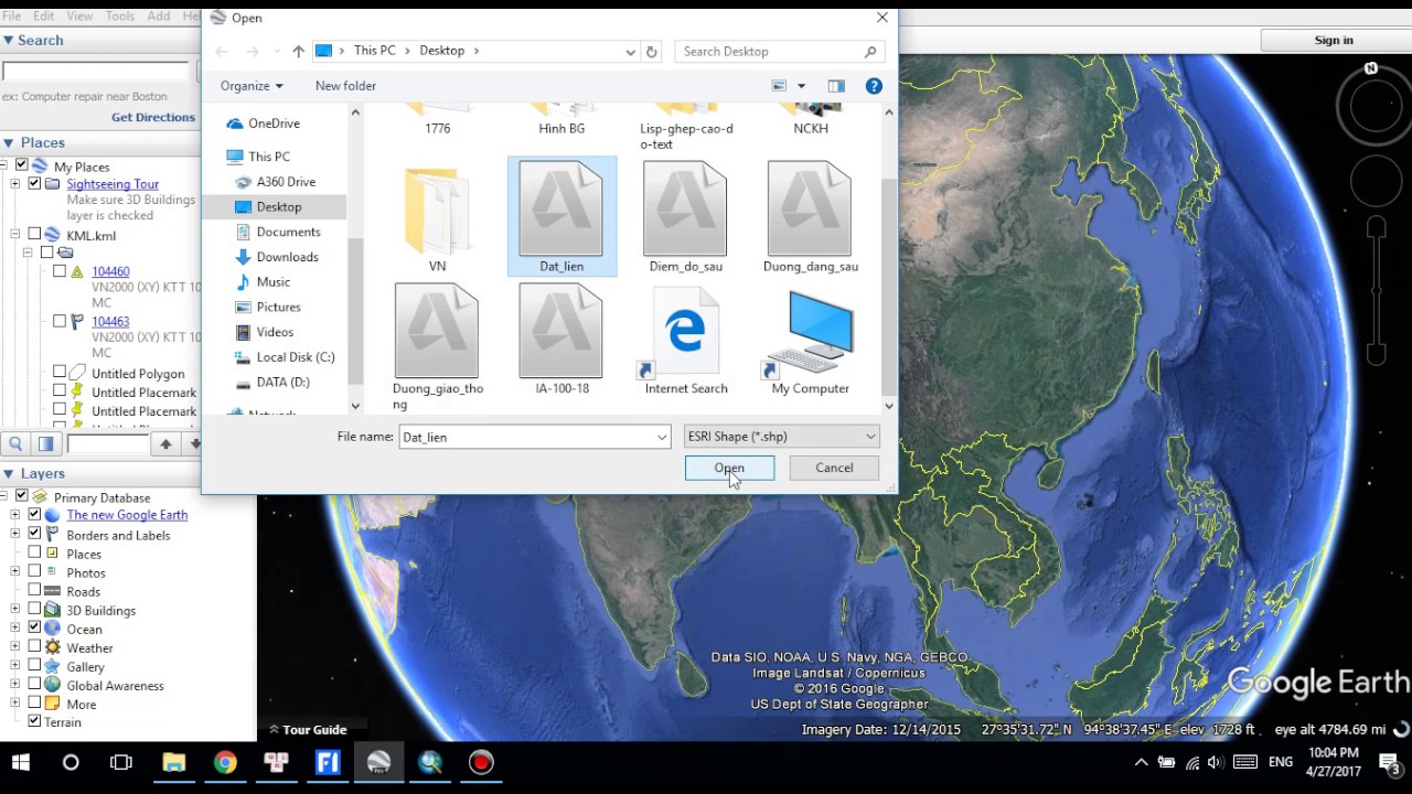 Hướng dẫn đưa file định dạng Esri Shape *Shp lên Google Earth Pro - YouTube