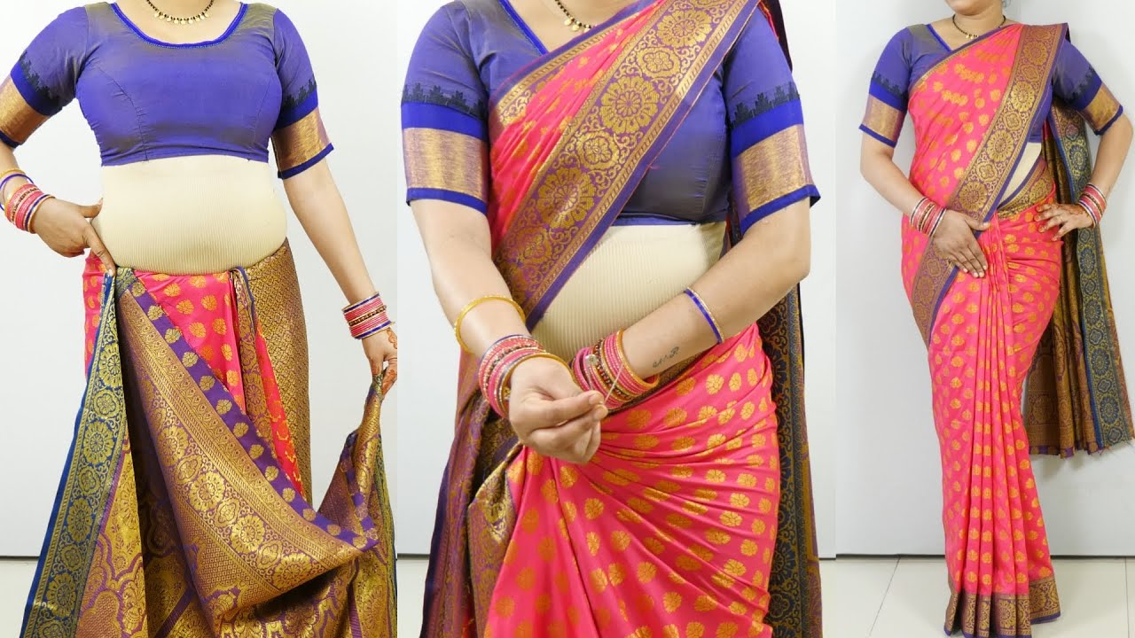 Easy & beautiful silk saree draping step by step for beginners | sari ...