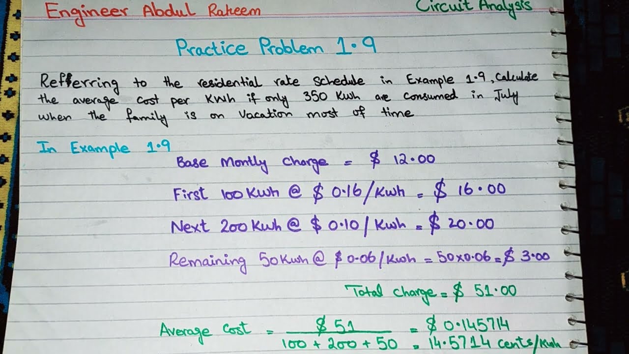 Practice Problem 1 9 Referring To The Residential Rate Schedule In Practice Problem 1 9 Referring To The Residential Rate Schedule In