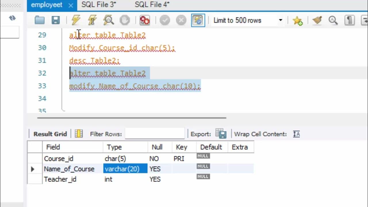 How To Use Modify Command In Sql Computerexcelsolution Youtube