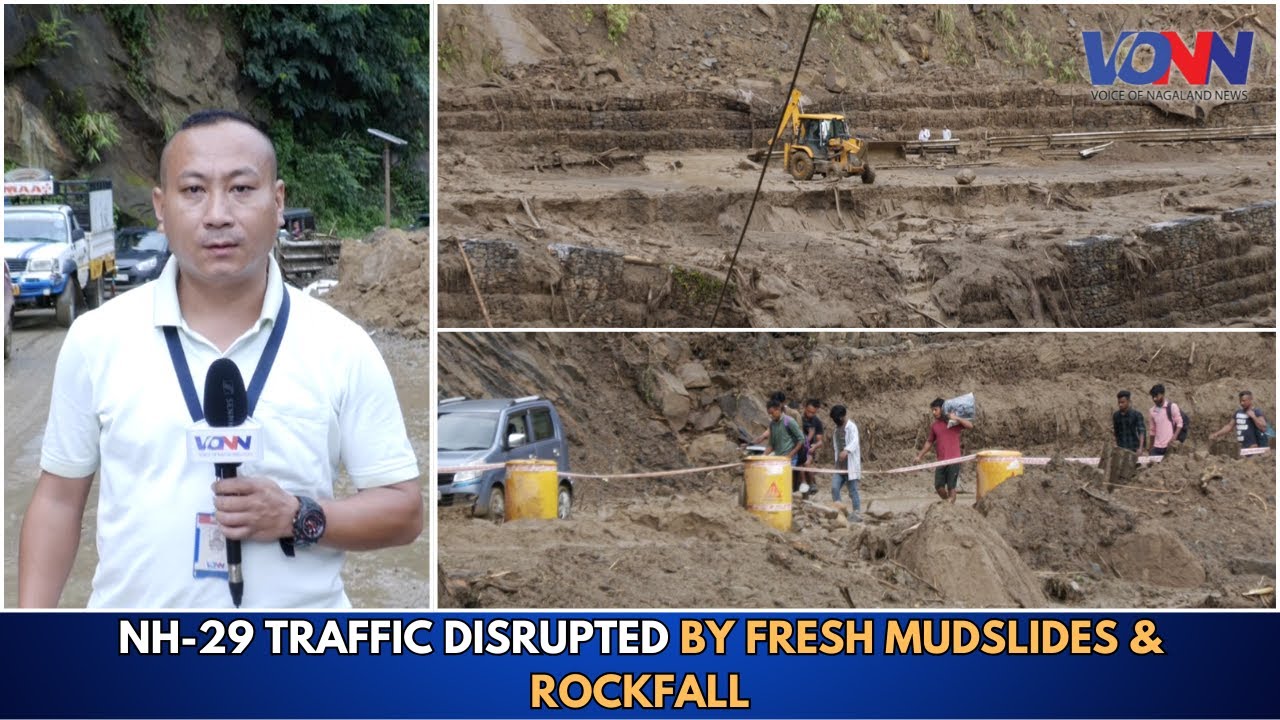 NH-29 TRAFFIC DISRUPTED BY FRESH MUDSLIDES & ROCKFALL - YouTube