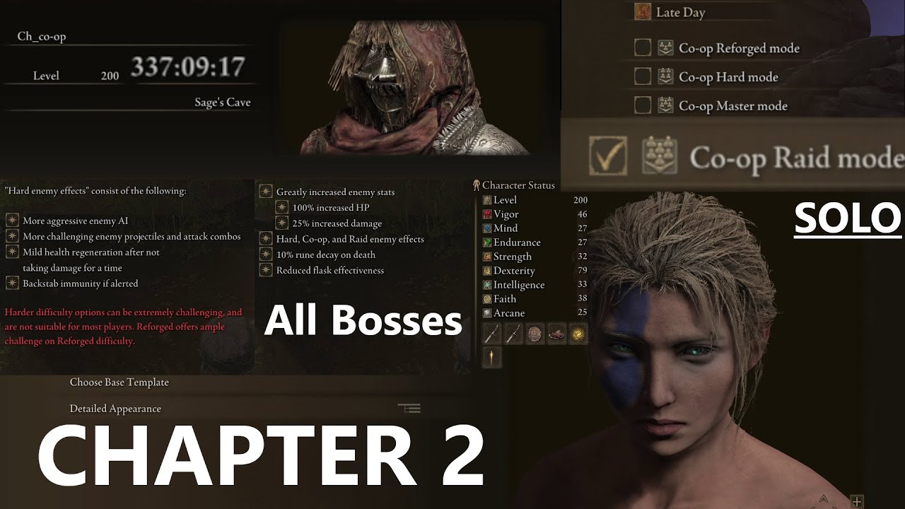 ER Reforged [Co-op Raid Mode] Solo - All Boss Battles Compilation [Chapter2/5] Loretta,Azash ...