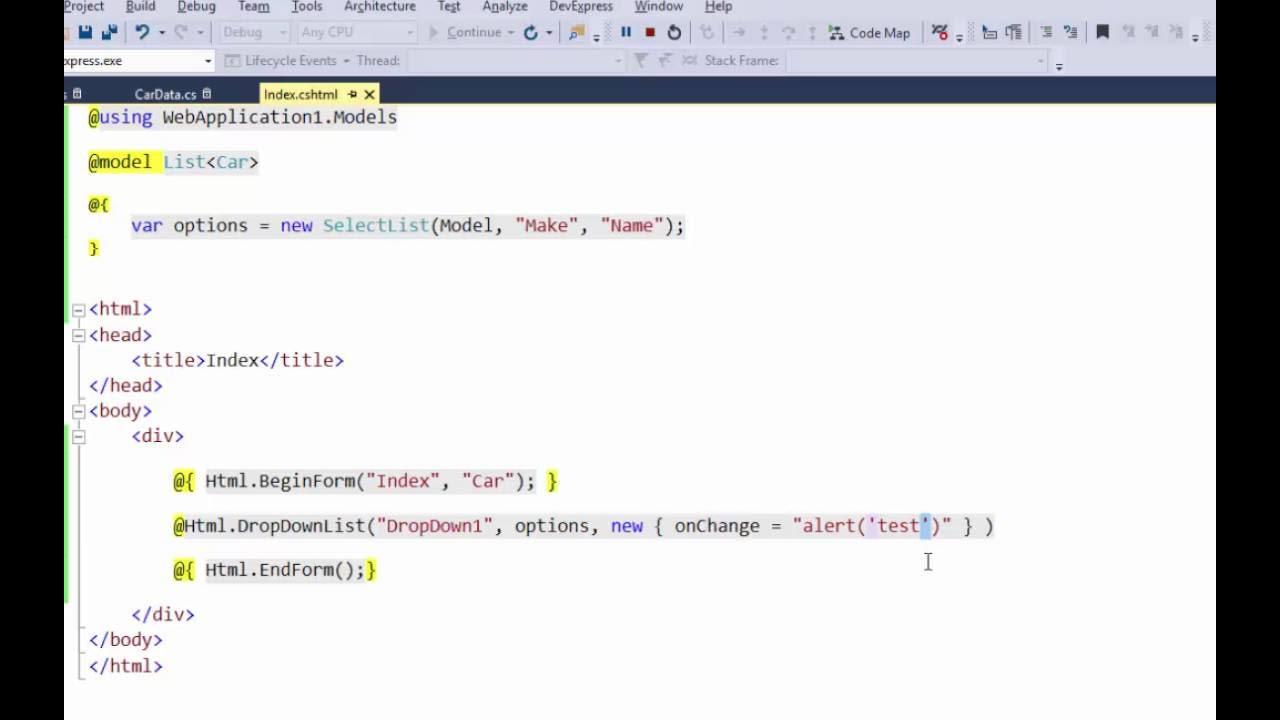 ASP.NET Razor Select onChange Submit Form - YouTube