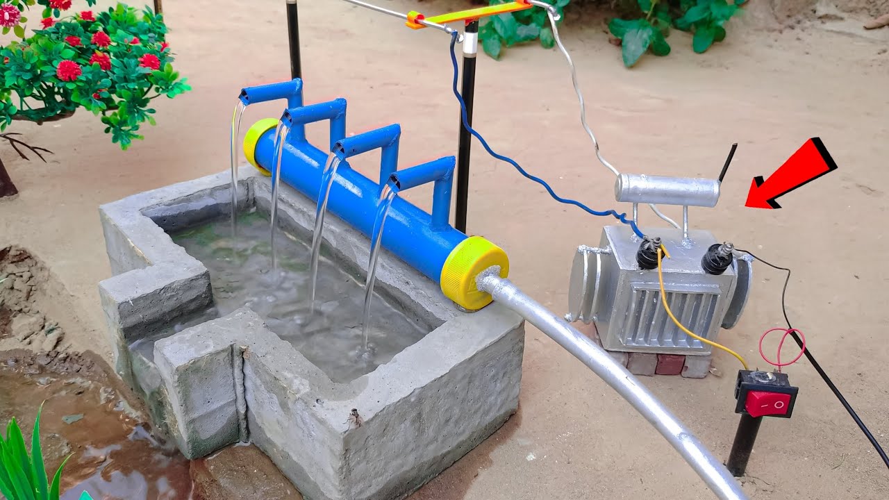 motor pump water science project | diy tractor | mini tubewell - YouTube