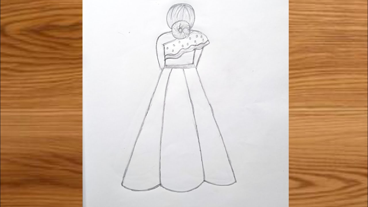 How to draw girl standing backside drawing | easy for beginners step by ...