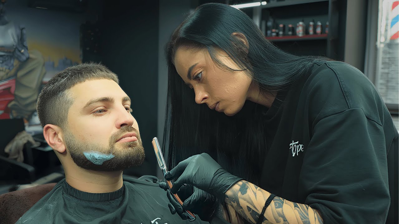 💈Unforgatable Beard Close Touch Experience by Female Barber Sophia ...