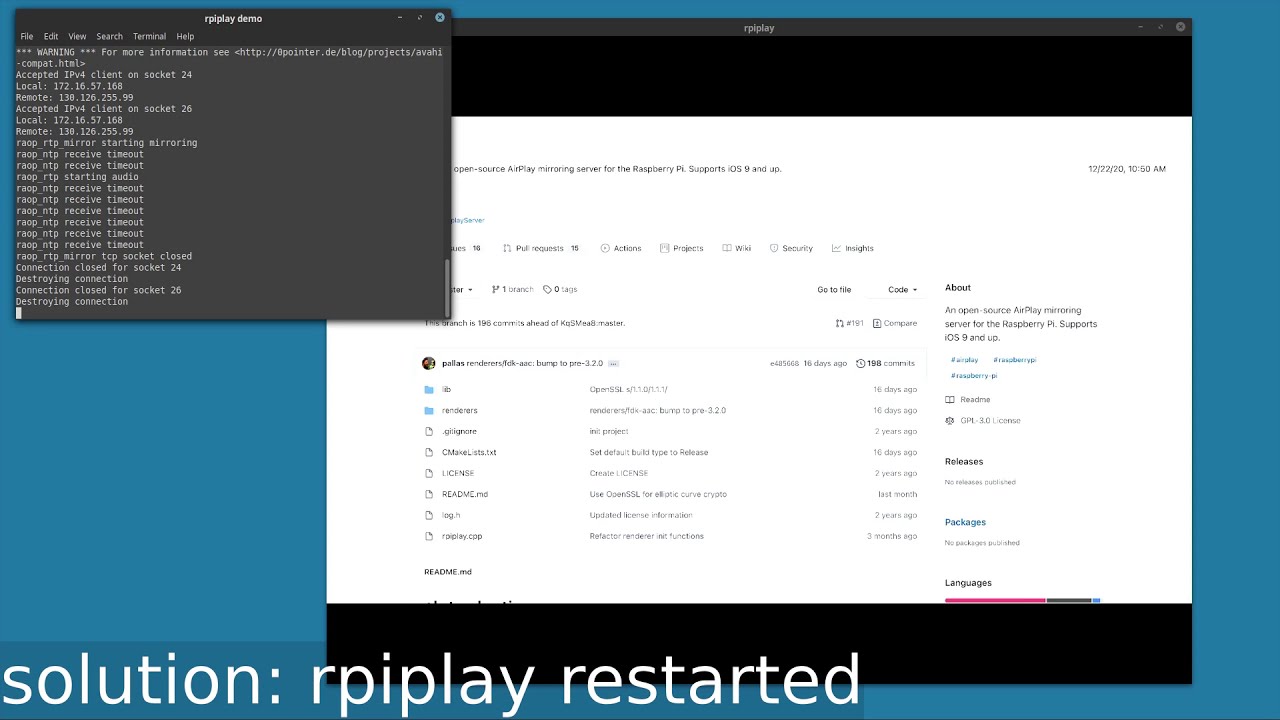 rpiplay demo + issue - YouTube