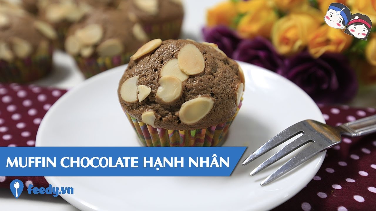 Hướng dẫn cách làm Bánh muffin chocolate hạnh nhân với #Feedy - YouTube