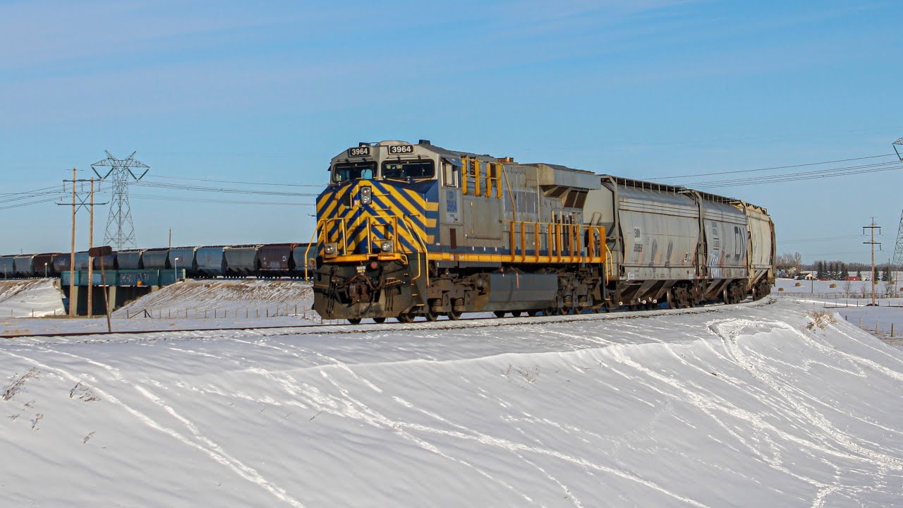 RARE!!! CN Drumheller Subdivision!!! CN 3154 and CN 3964 lead CN L566 ...
