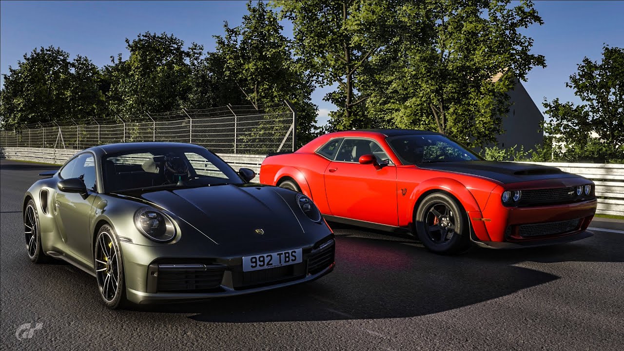 Gran Turismo 7 Drag race: 2020 Porsche 911 Turbo S (992) vs Dodge Demon ...