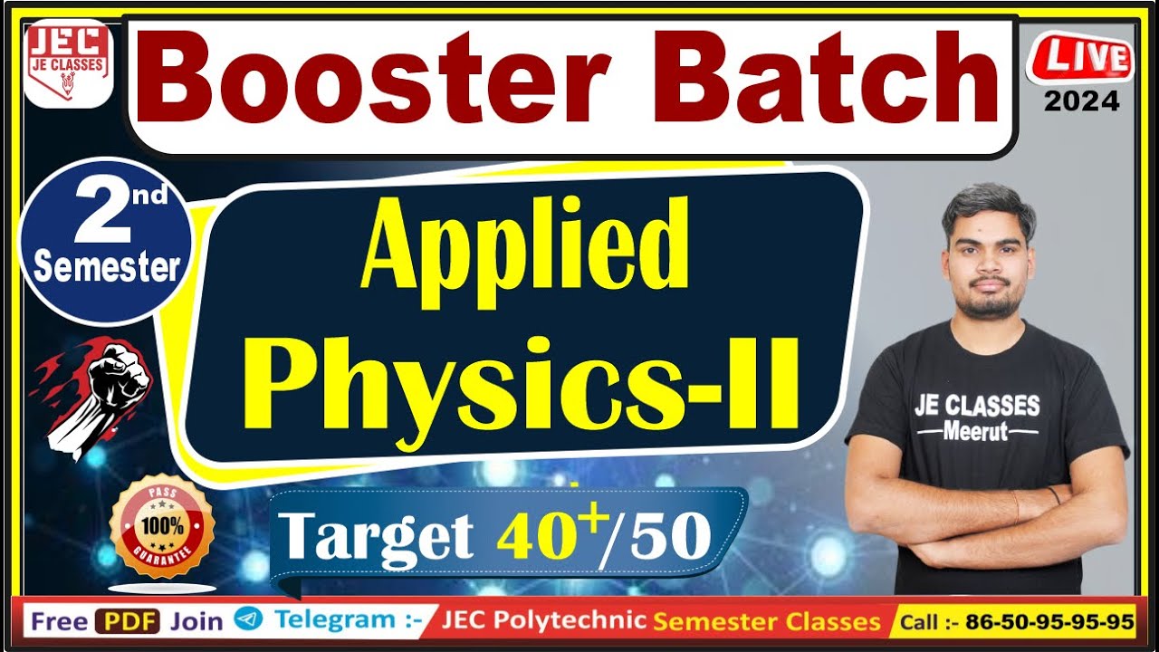 #16 UP Polytechnic Second Semester Applied Physics-II Booster Batch JE CLASES Meerut || Lalit ...
