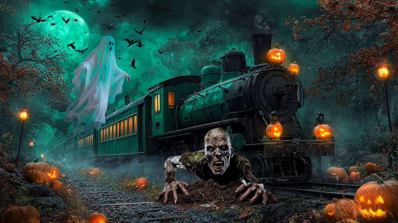 Halloween Ambience 2025 🎃 Haunted Ghost Train 👻 Spooky Sounds ...