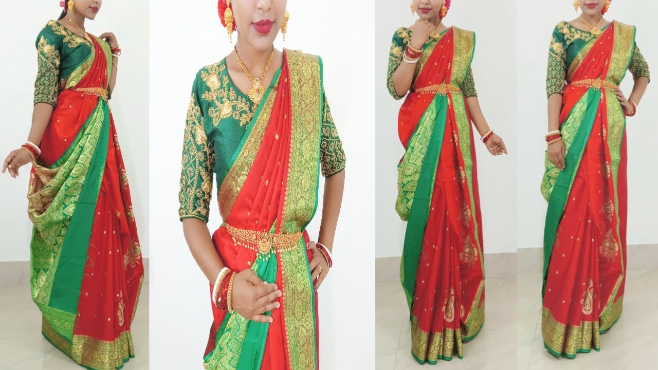 বিয়ে বাড়ি আটপৌরে বেনারসি শাড়ি লুক | atpoure saree porar style ...