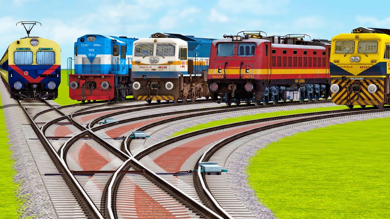 5 LINE BRANCHED RAILROAD CROSSING AT BUMPY TRACKS | Forked railroad ...