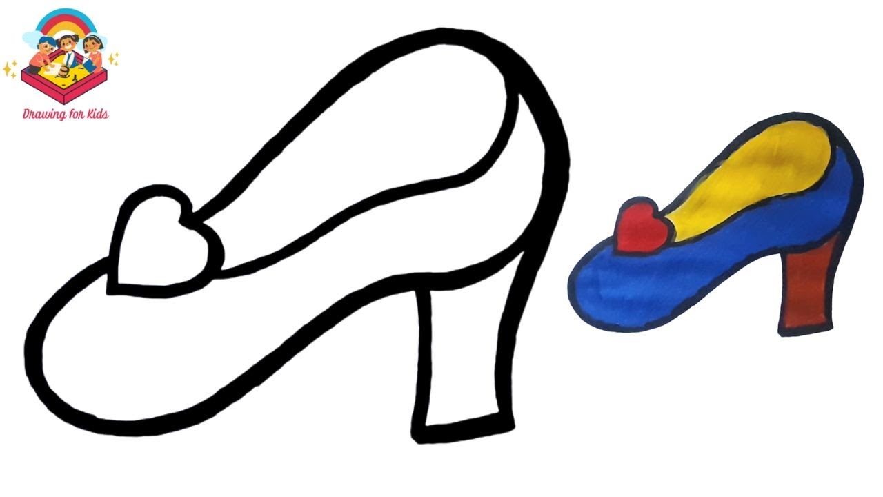 How to Draw Sandal Drawing Easy Step by Step with Coloring - YouTube