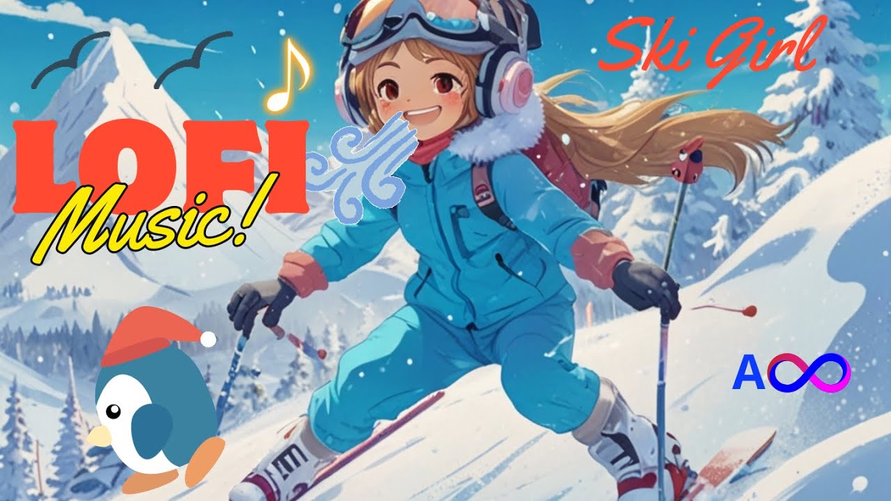 Lofi music 15: A ski girl with snow, chill, mellow, nostalgic, relaxing ...