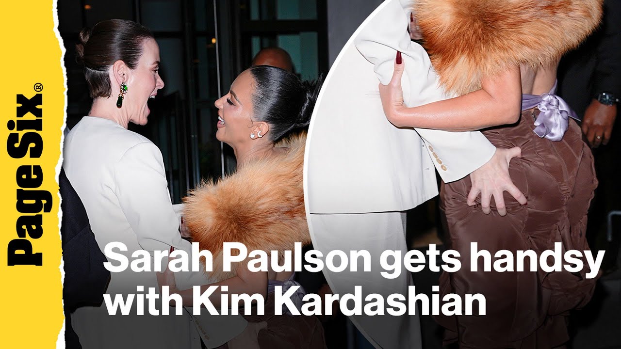 Handsy Sarah Paulson can't stop smacking Kim Kardashian's butt at 'All's Fair' screening - YouTube