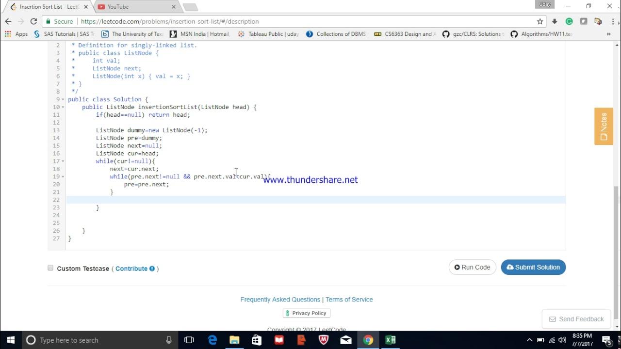 Leetcode 147 Insertion Sort List - YouTube
