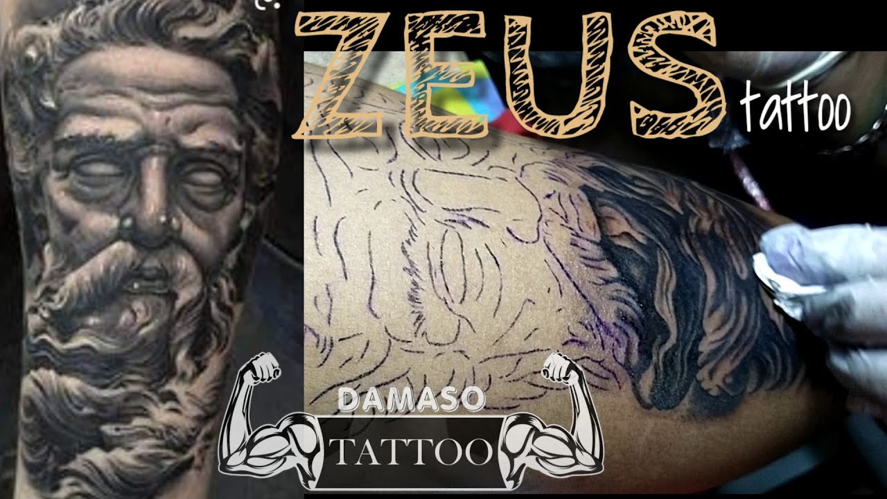 ZEUS TATTOO / BLACK AND GREY / WITH BOZ CARLO - YouTube