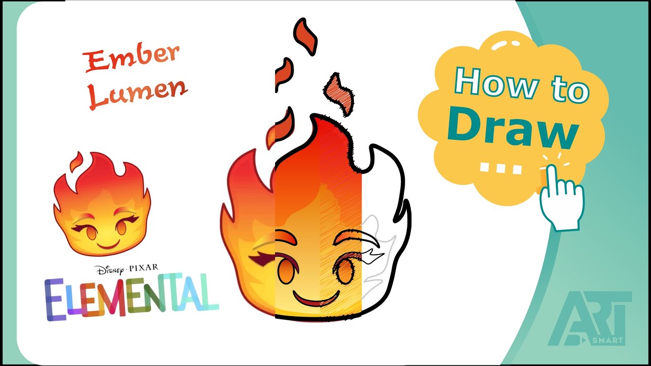 Elemental: How to Draw a Emoji Ember Lumen || Disney Movies | Step By ...