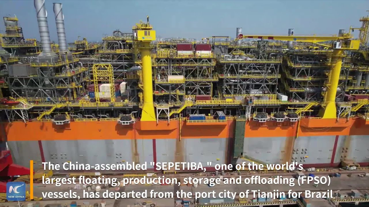 China-assembled FPSO vessel shipped to Brazil - YouTube