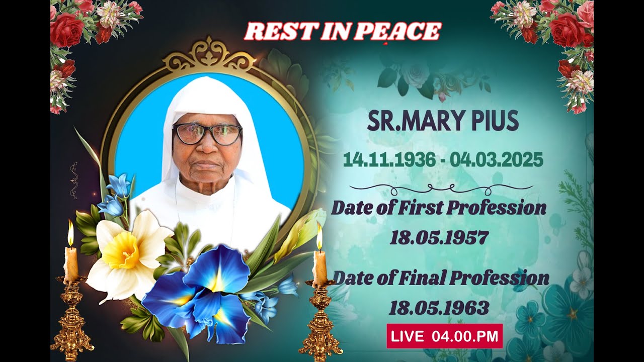 LIVE - 05-03-2025 | Funeral Mass | Rev.Sr.Mary Pius | Our Lady Of Lourdes Shrine | Chetpet - YouTube