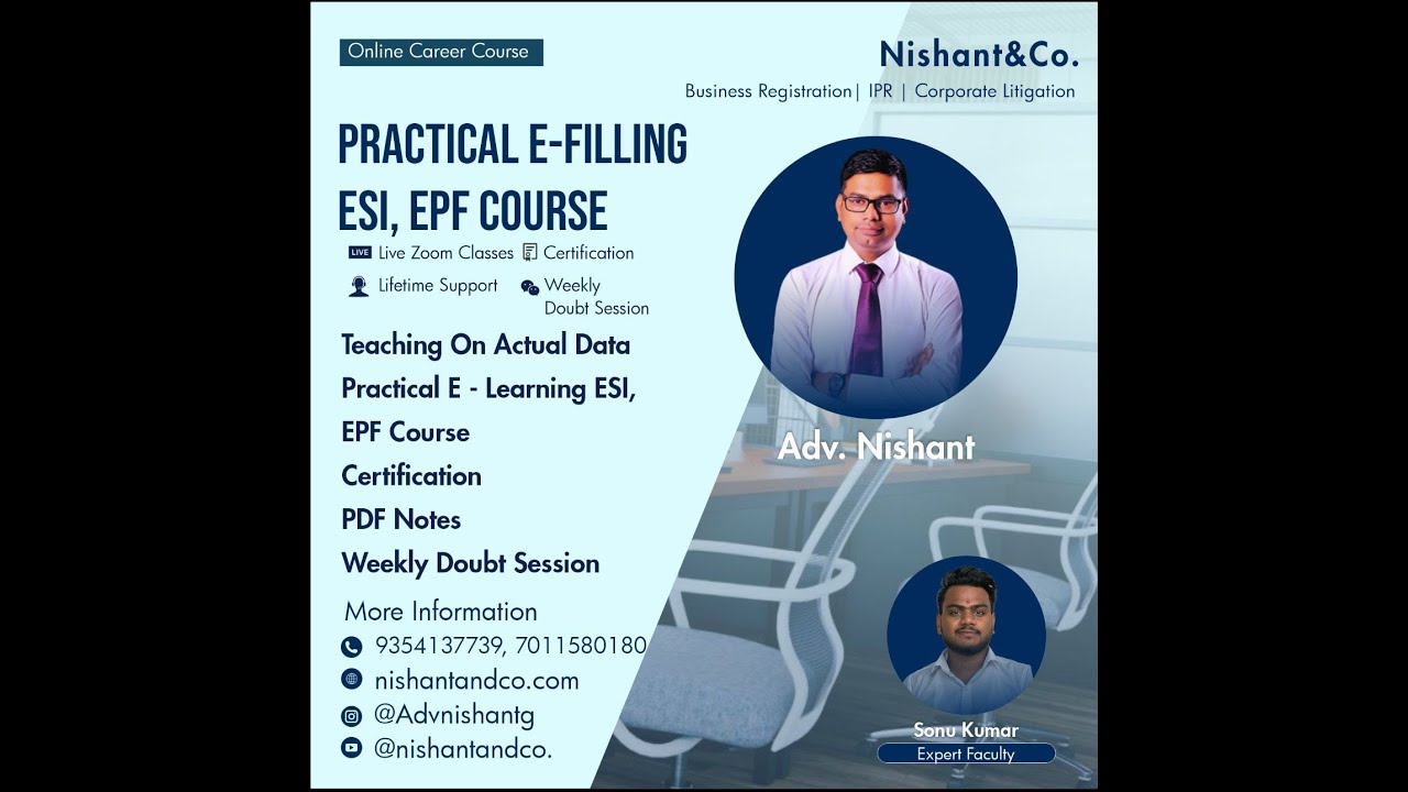 Class-1 Basic Concept of ESI | Practical ESI, EPF E-Filing Live Course ...
