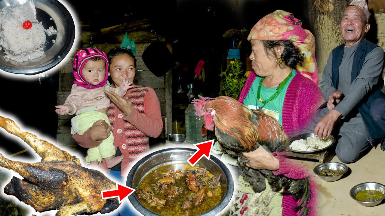 Local Chicken Soup Recipe with rice cooking & eating || Nepali Village ...