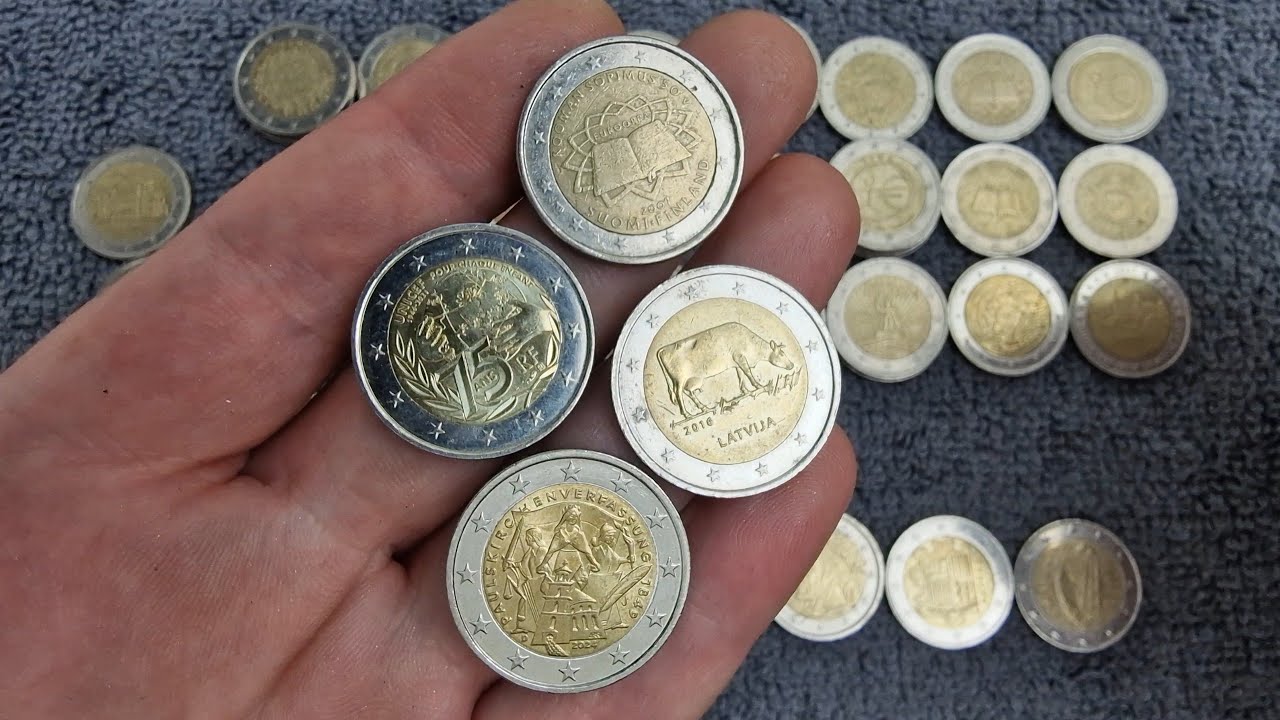 2 euro coin hunt. Rare! collectable coins. - YouTube