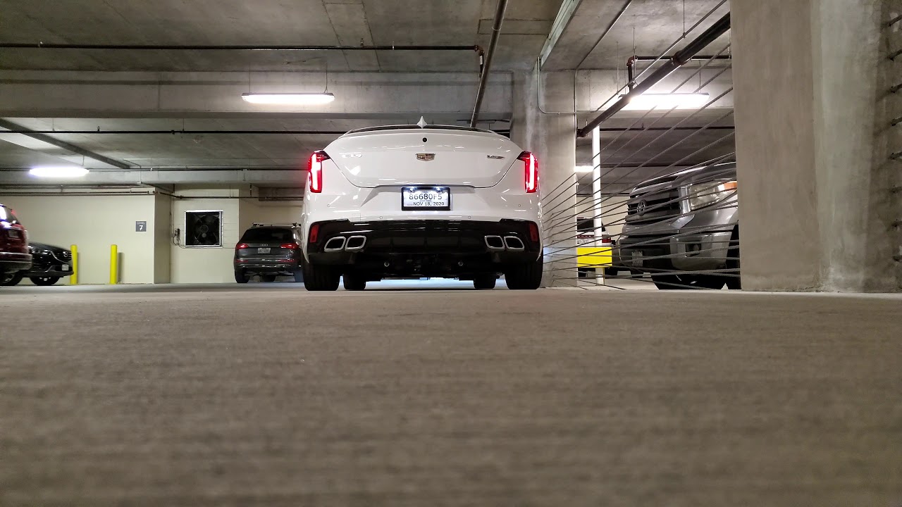 Cadillac Ct4-V Custom 3in catback warm revs - YouTube