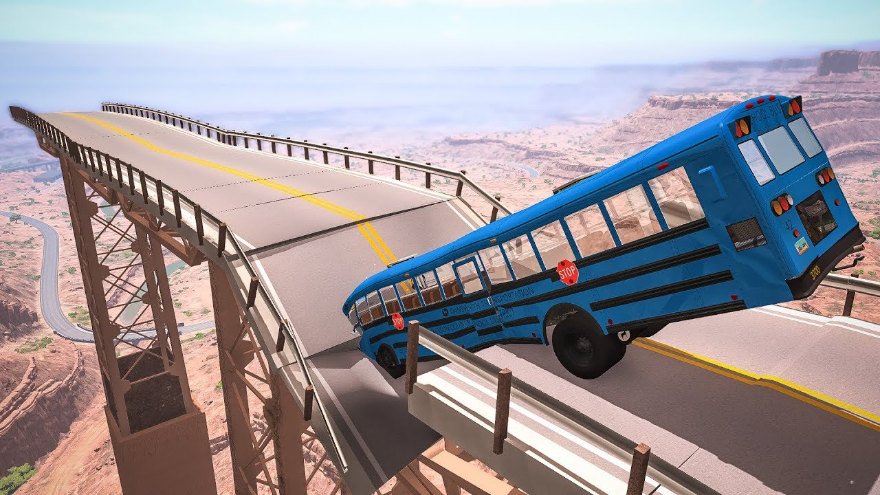 Cars Jumps On Collapsing Bridge - Beamng drive | SpeedRoll - YouTube