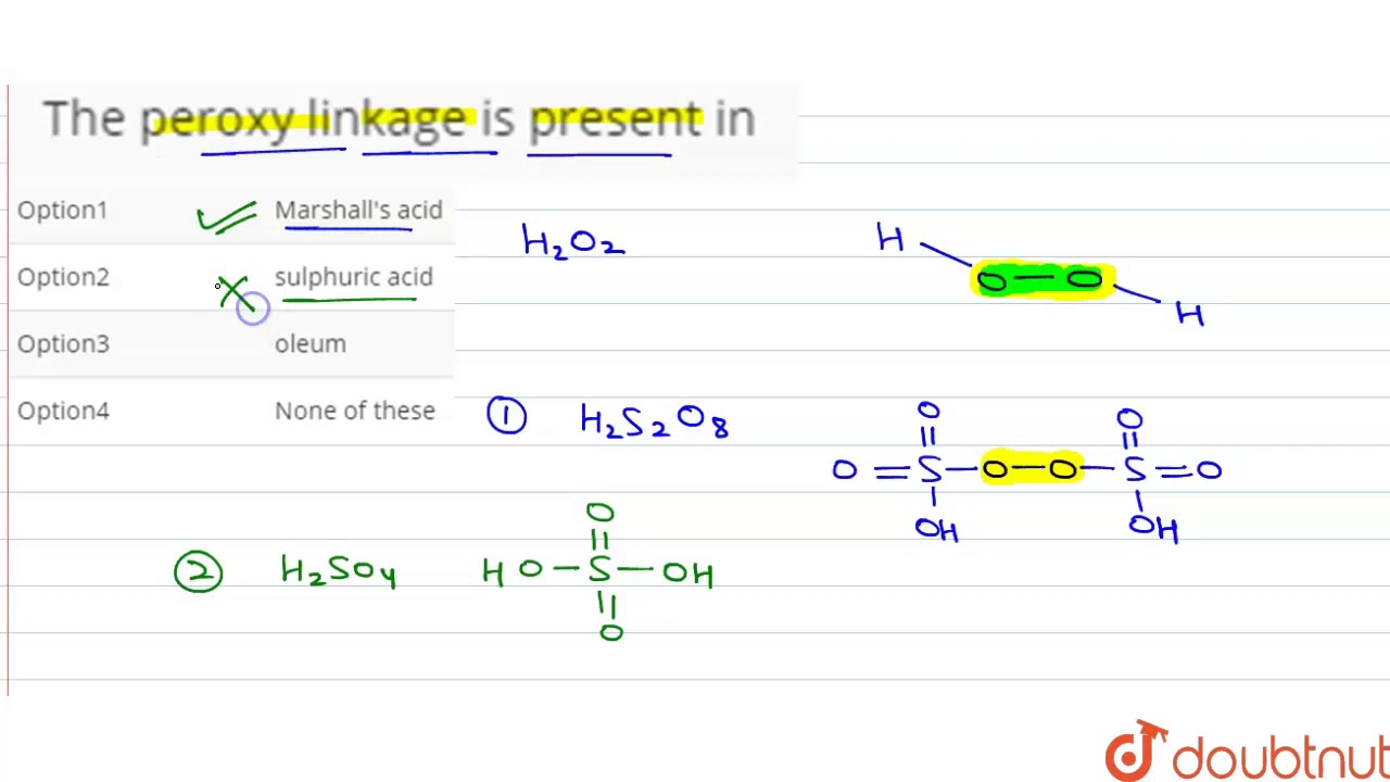 The peroxy linkage is present in - YouTube