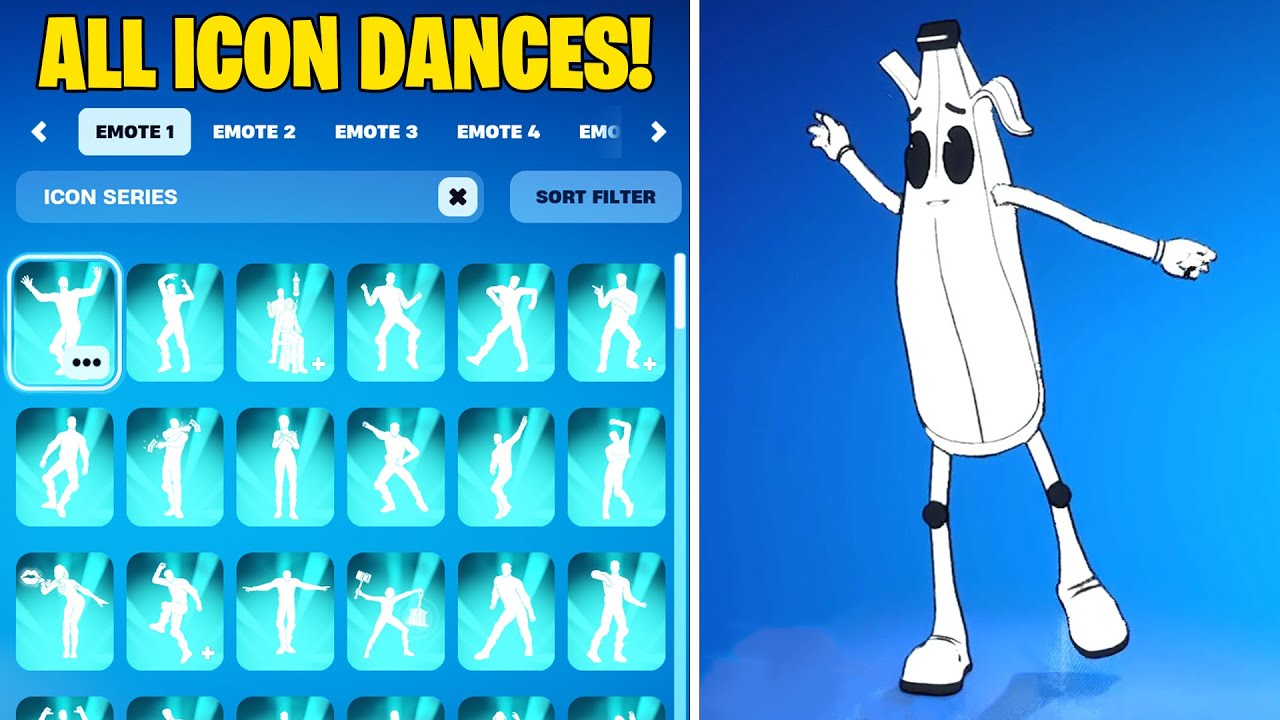 FORTNITE *Toon Peely* Skin ALL ICON SERIES Emotes & Dances! - YouTube