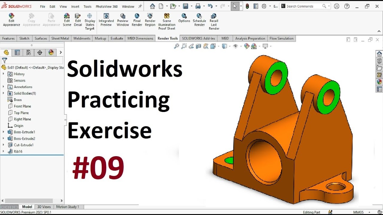 09 Solidworks Practice Exercise | Hole Wizard| Counterbore Hole - YouTube