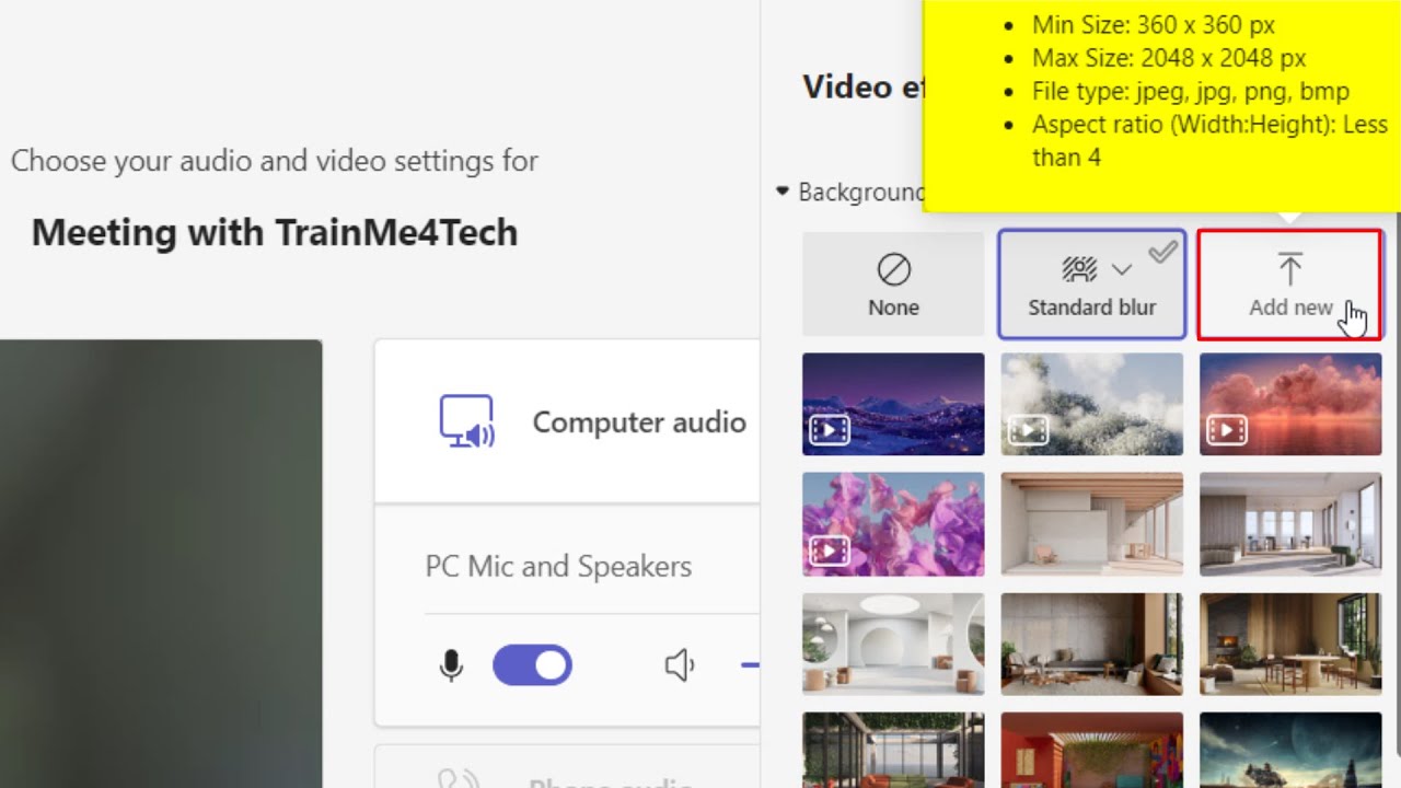 How to Up Load a Virtual Background or Image -Microsoft Teams - YouTube